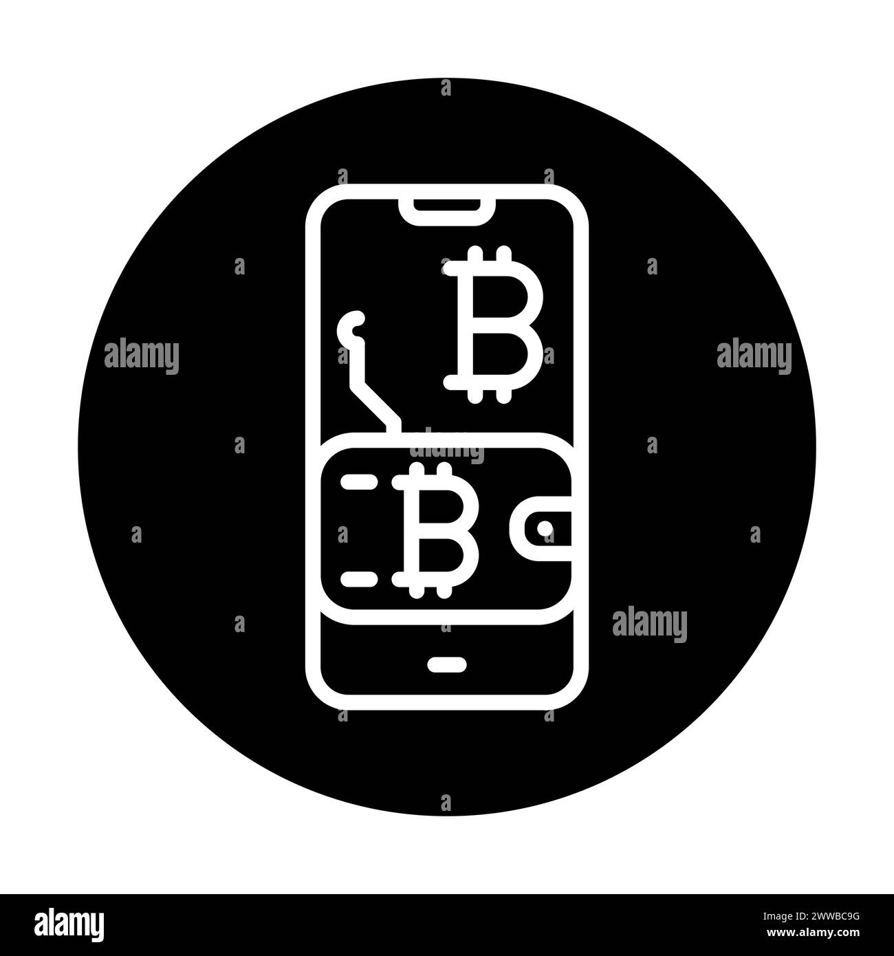 Cryptocurrency wallet color line icon. Digital crypto art. Outline pictogram for web page ...