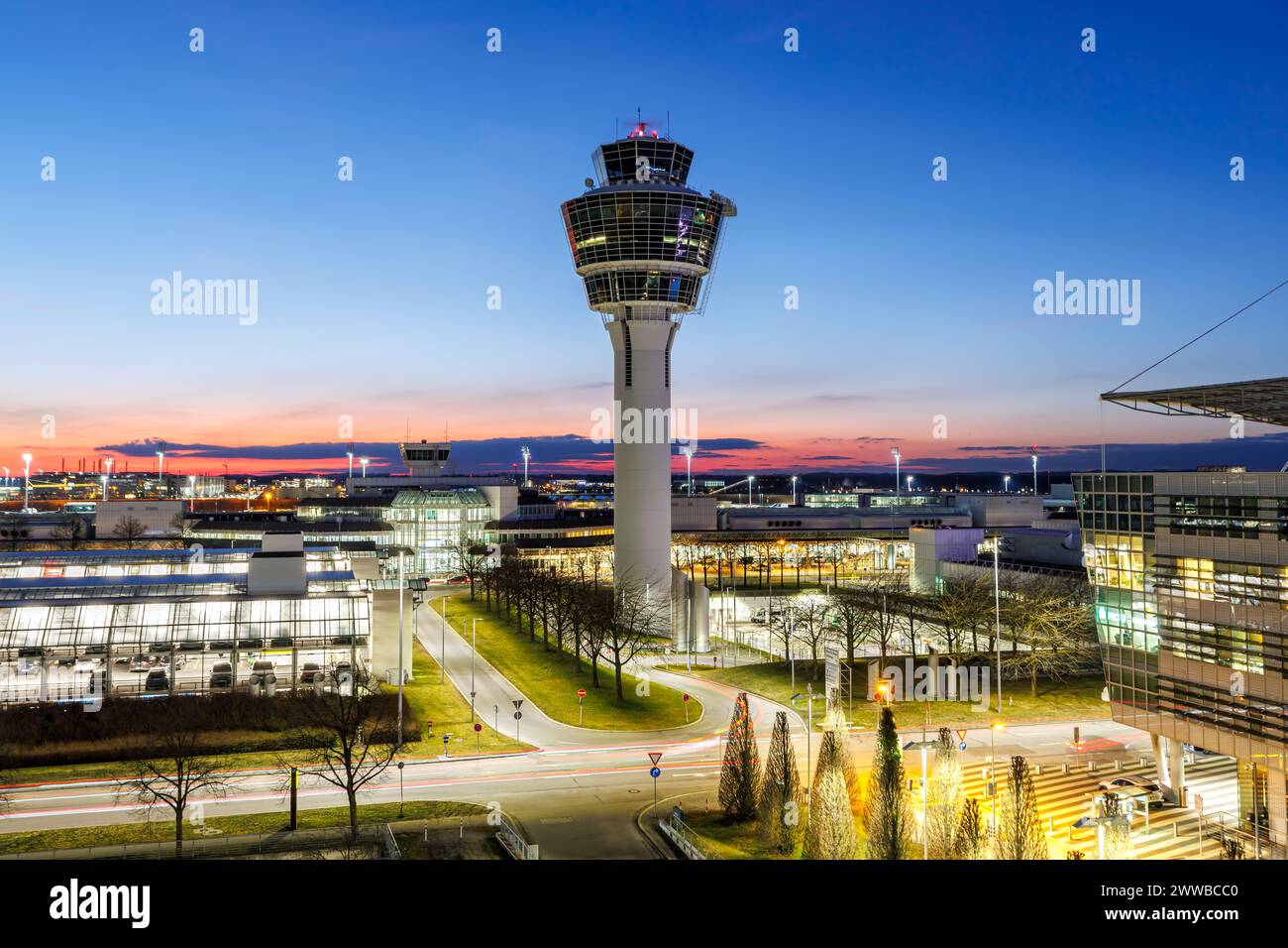 Munich, Germany - February 6, 2024: Tower of Munich Airport (MUC) in ...