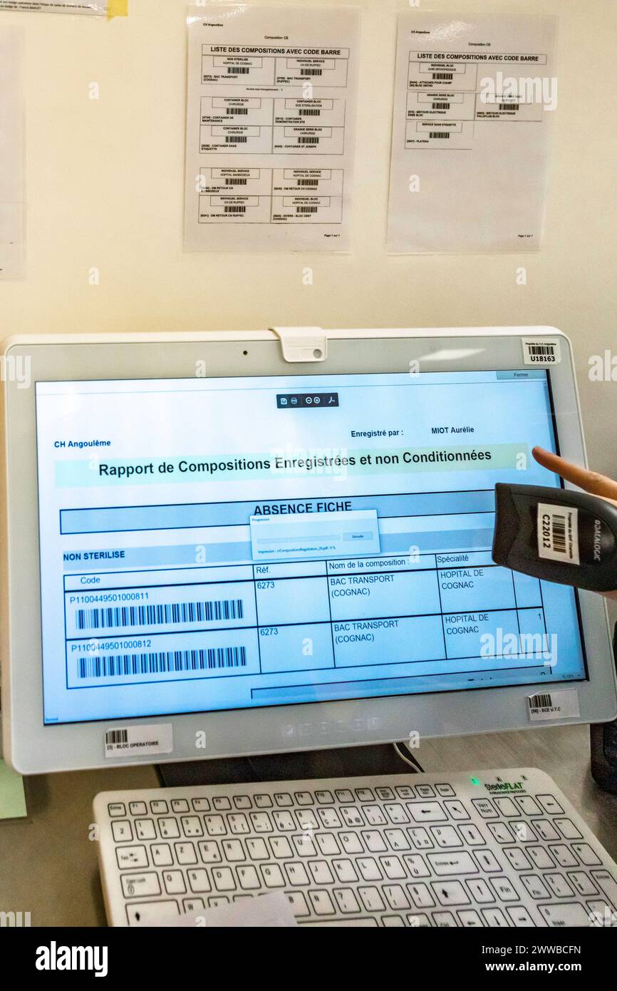 Technician checking the material entering the washing room before ...