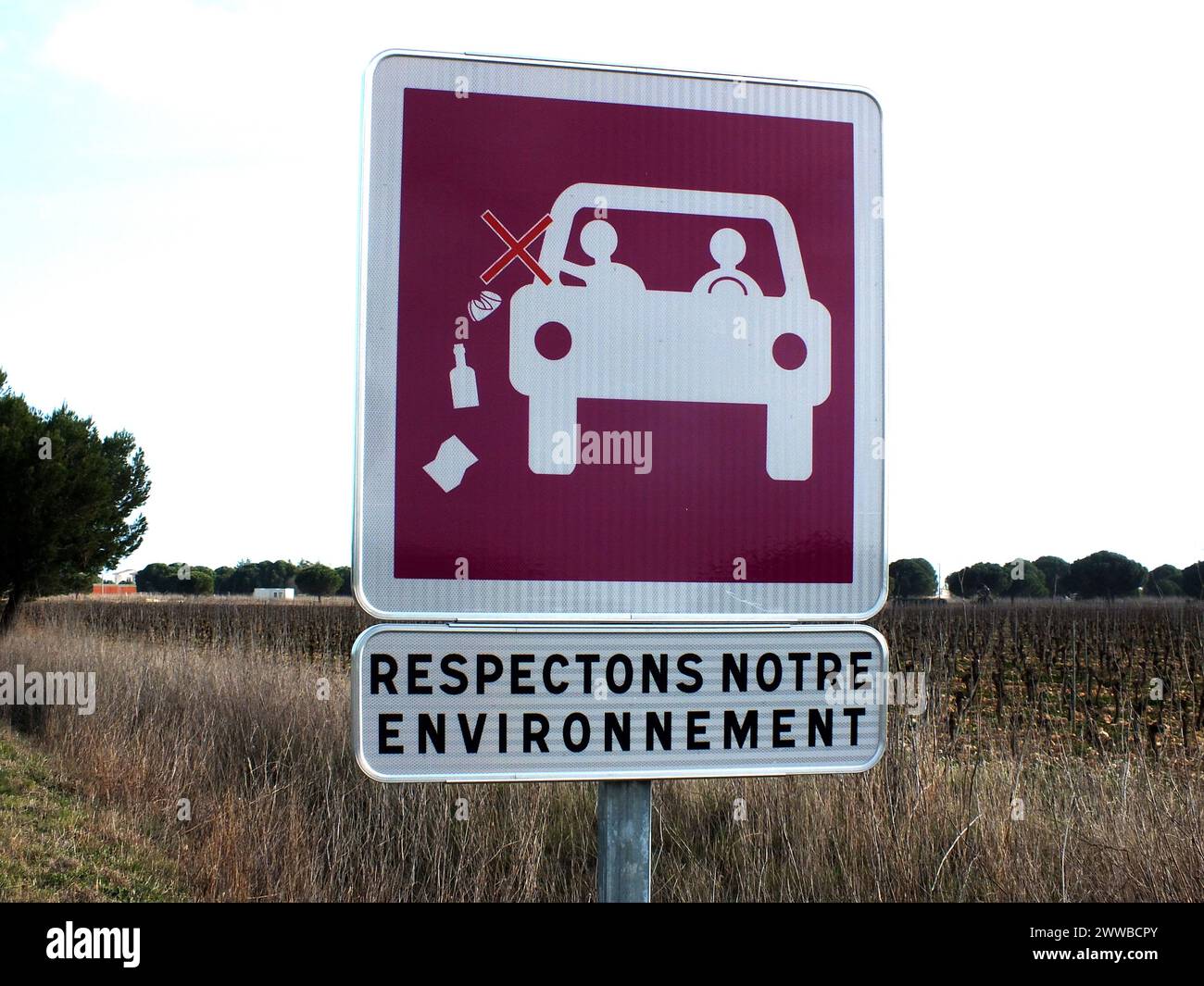 Road sign respect our environment Stock Photo - Alamy