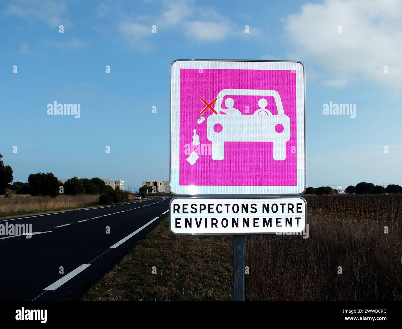 Road sign respect our environment Stock Photo - Alamy