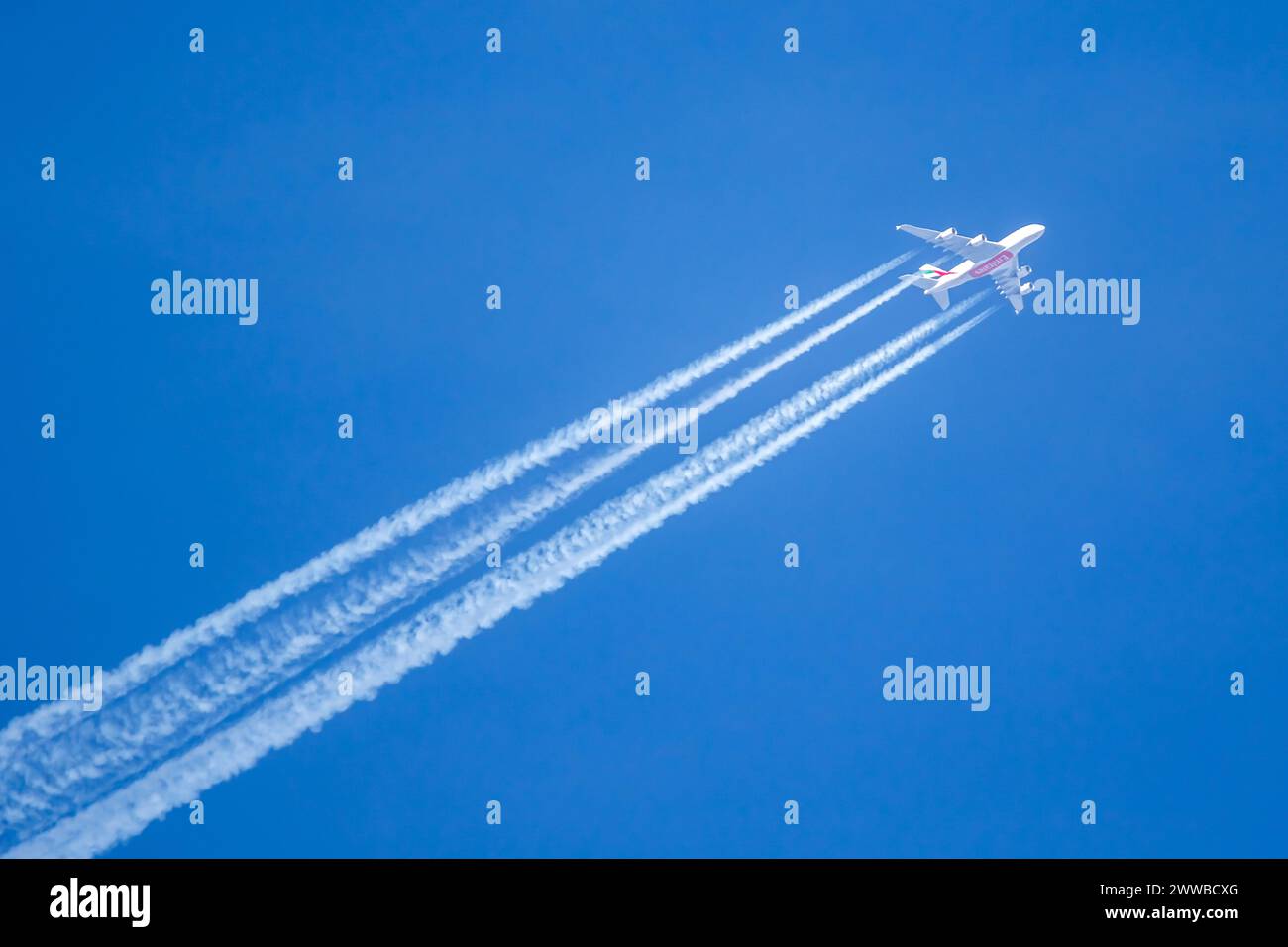 Munich, Germany - February 6, 2024: Emirates Airbus A380-800 airplane ...