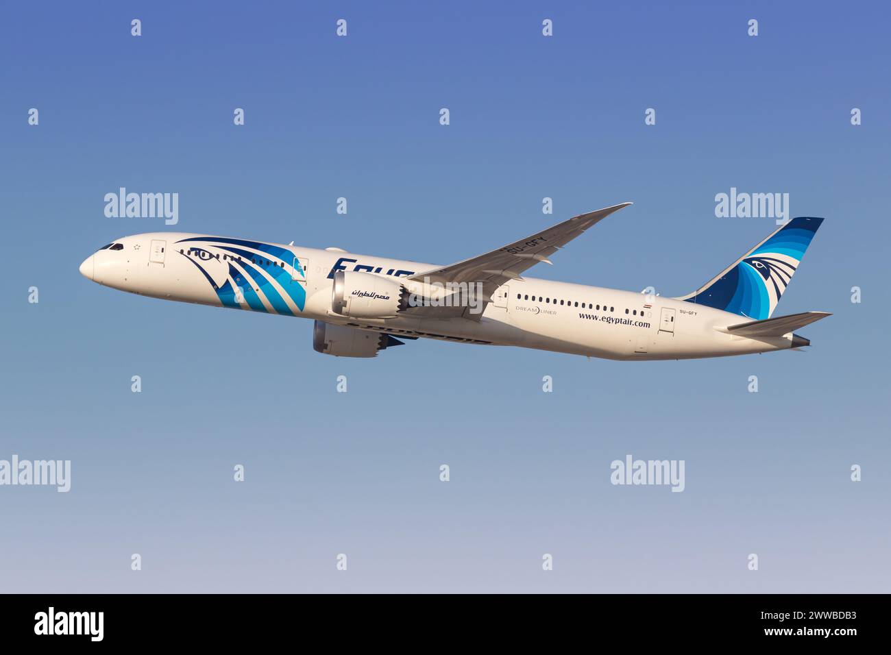 Dubai, United Arab Emirates - February 17, 2024: Egyptair Boeing 787-9 ...