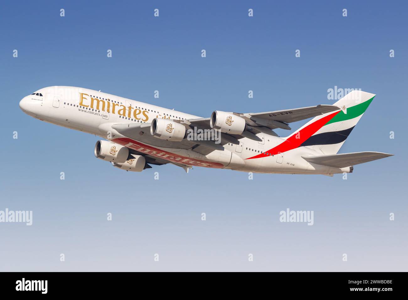 Dubai, United Arab Emirates - February 17, 2024: Emirates Airbus A380 ...
