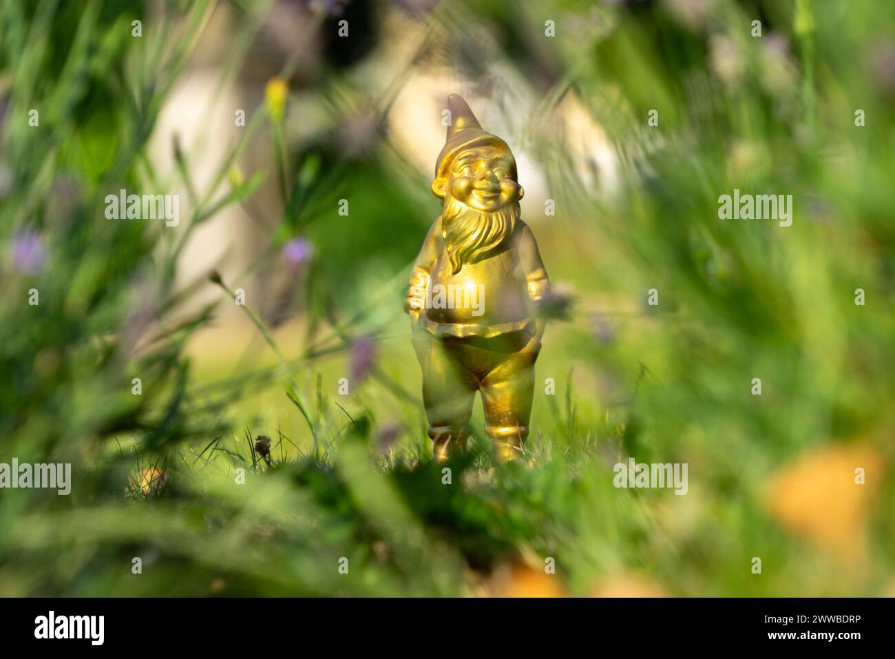Golden gnome sculpture hi-res stock photography and images - Alamy
