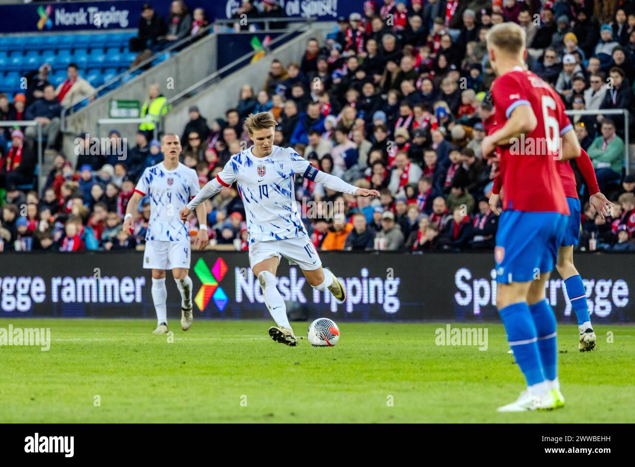 Oslo, Norway. 22nd Mar, 2024. Martin Odegaard (10) of Norway seen ...