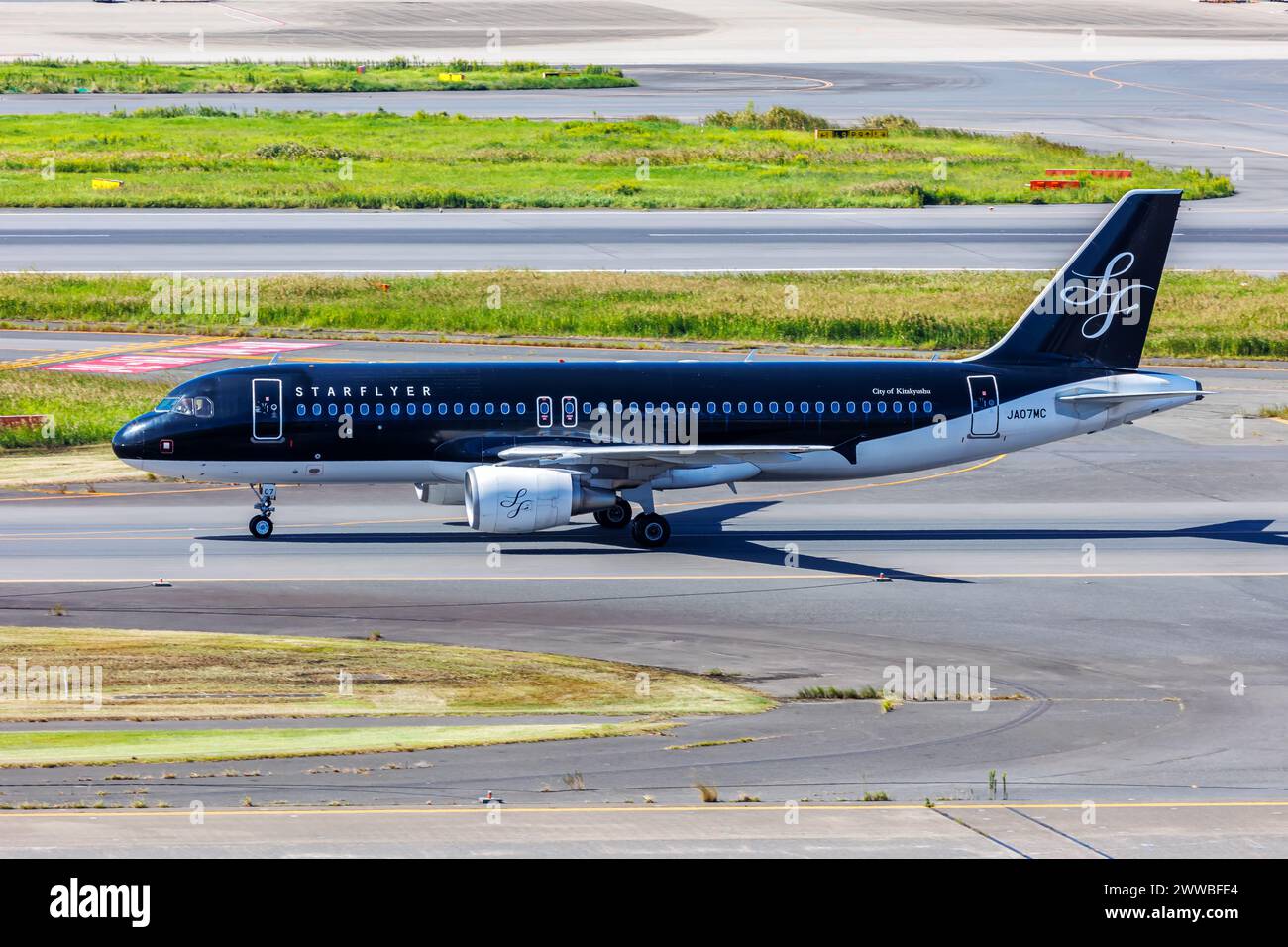 Tokyo, Japan - October 6, 2023: Starflyer Airbus A320 airplane at Tokyo ...
