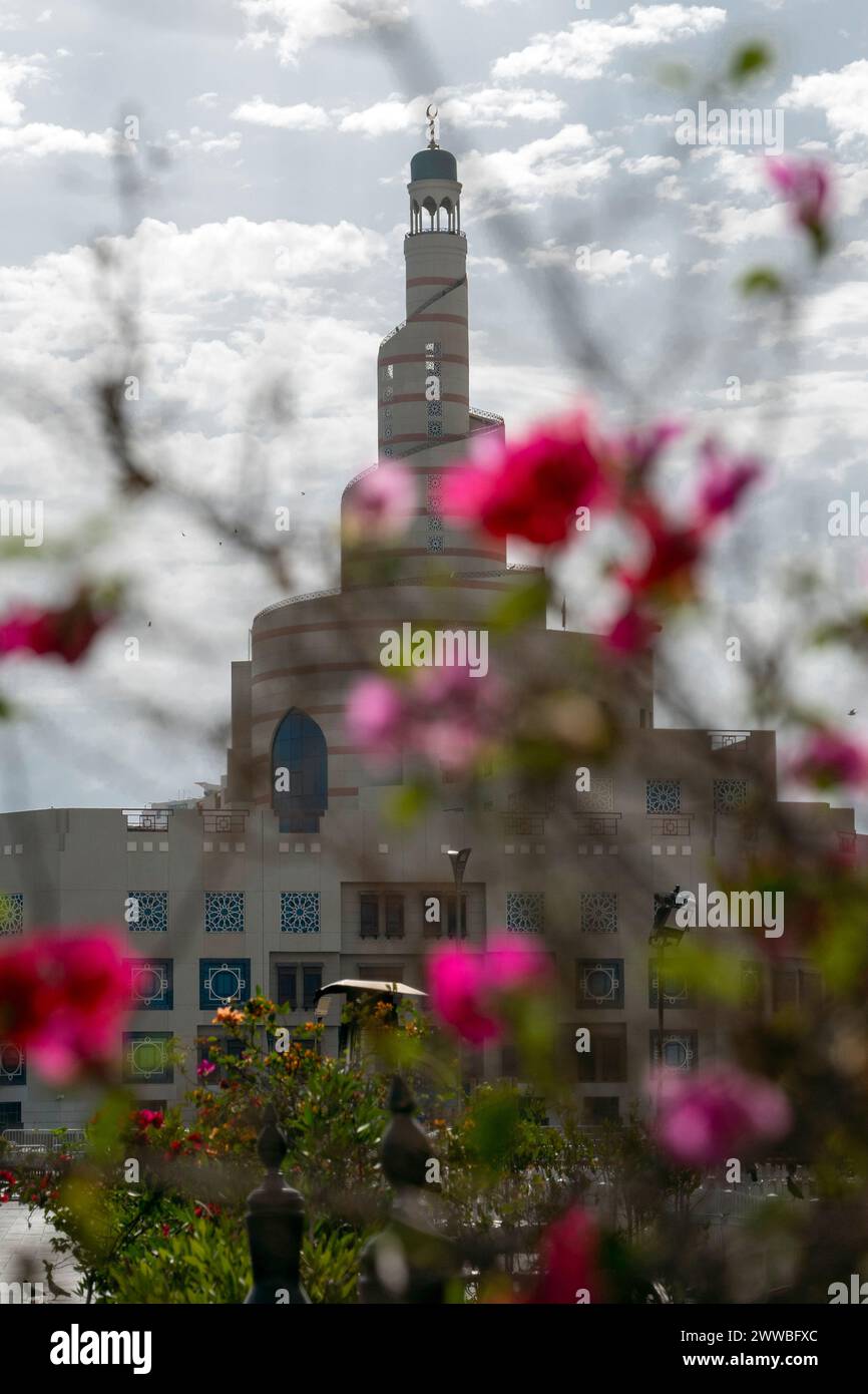 Al Fanar Mosque, nicknamed the Spiral Mosque, in Doha, Qatar Stock ...