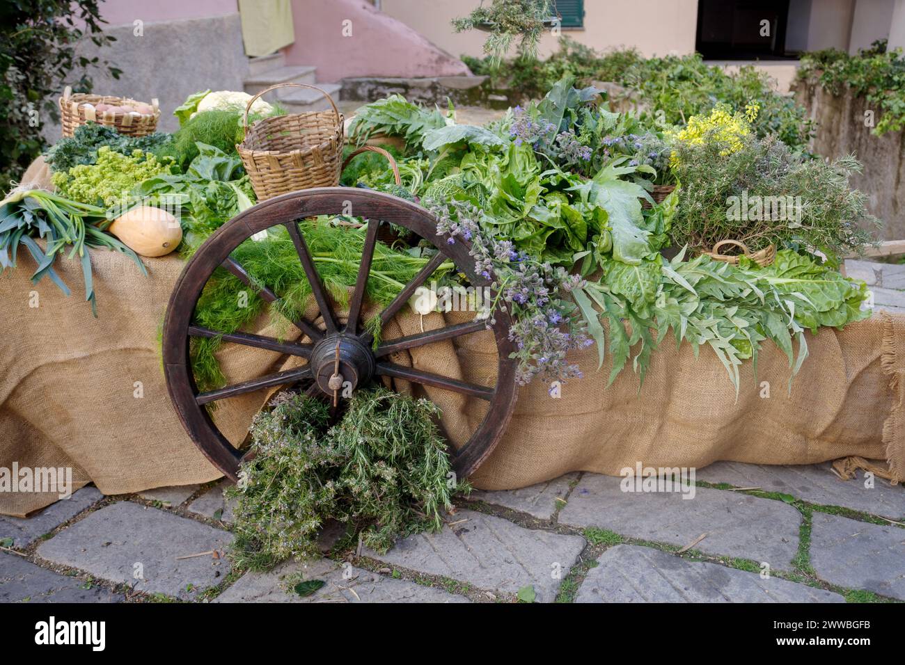 Medieval market stall selling vegetables Stock Photo - Alamy