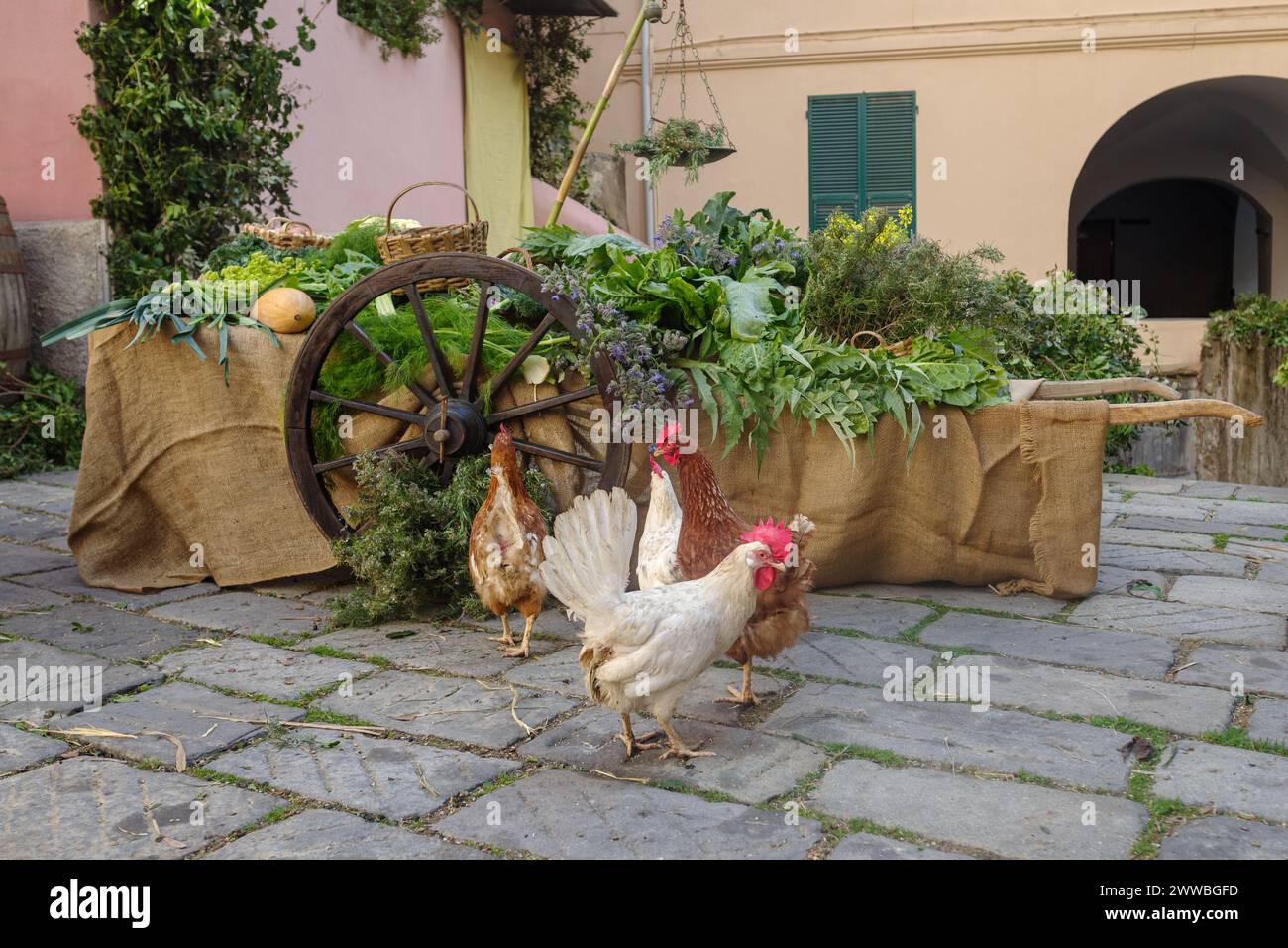 Medieval market stall selling vegetables Stock Photo - Alamy