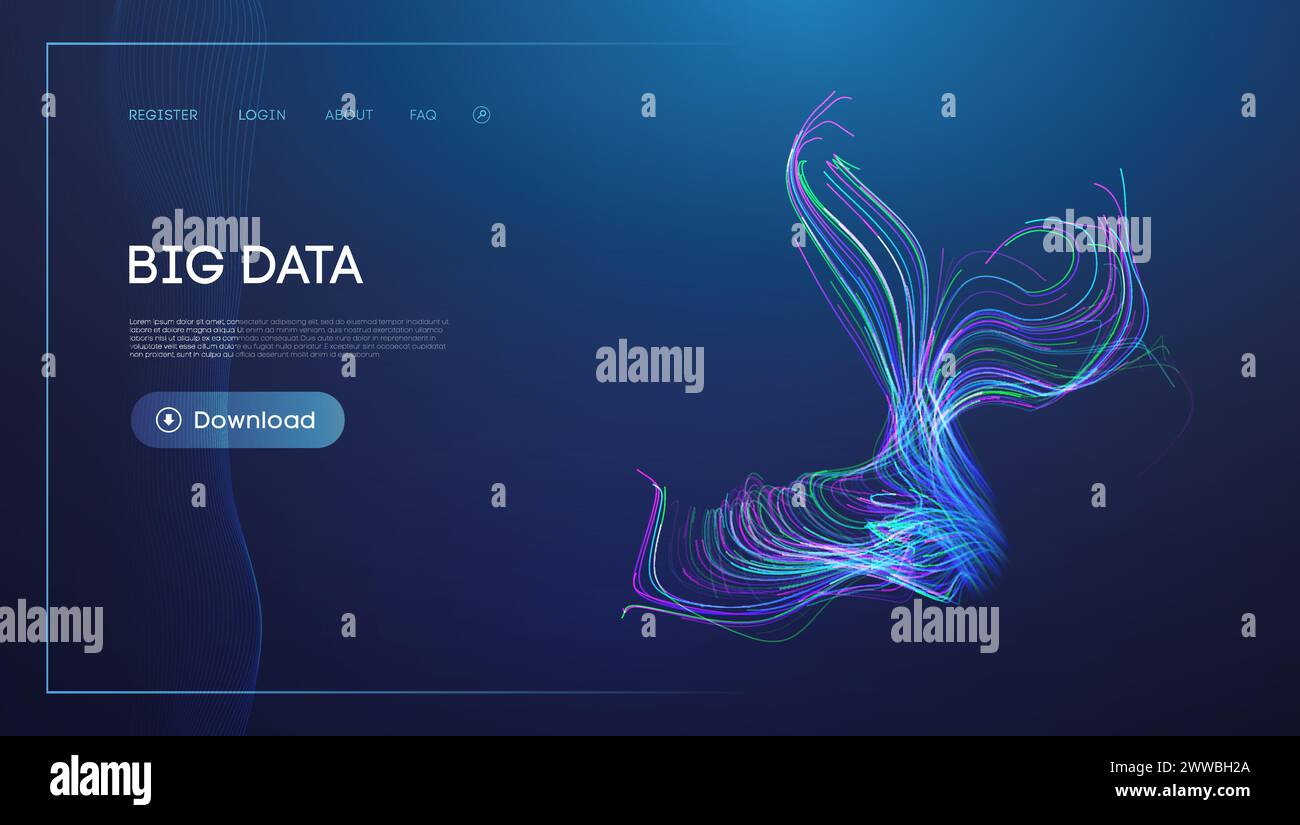 Blue Web Design With Abstract Colorful Data Stream Visualization Stock Vector Image And Art Alamy