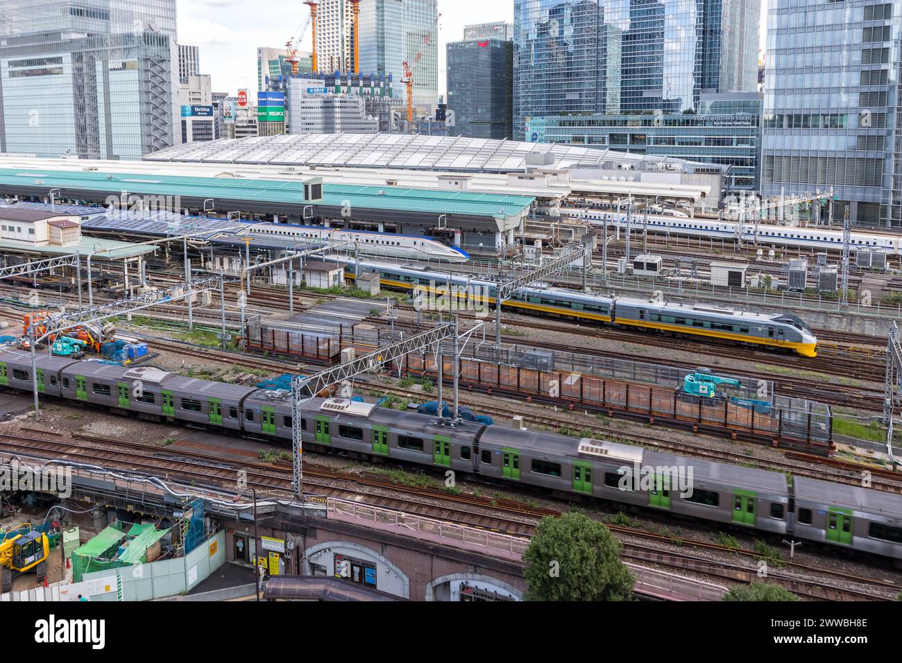 Tokyo, Japan - September 24, 2023: Shinkansen and commuter trains at ...