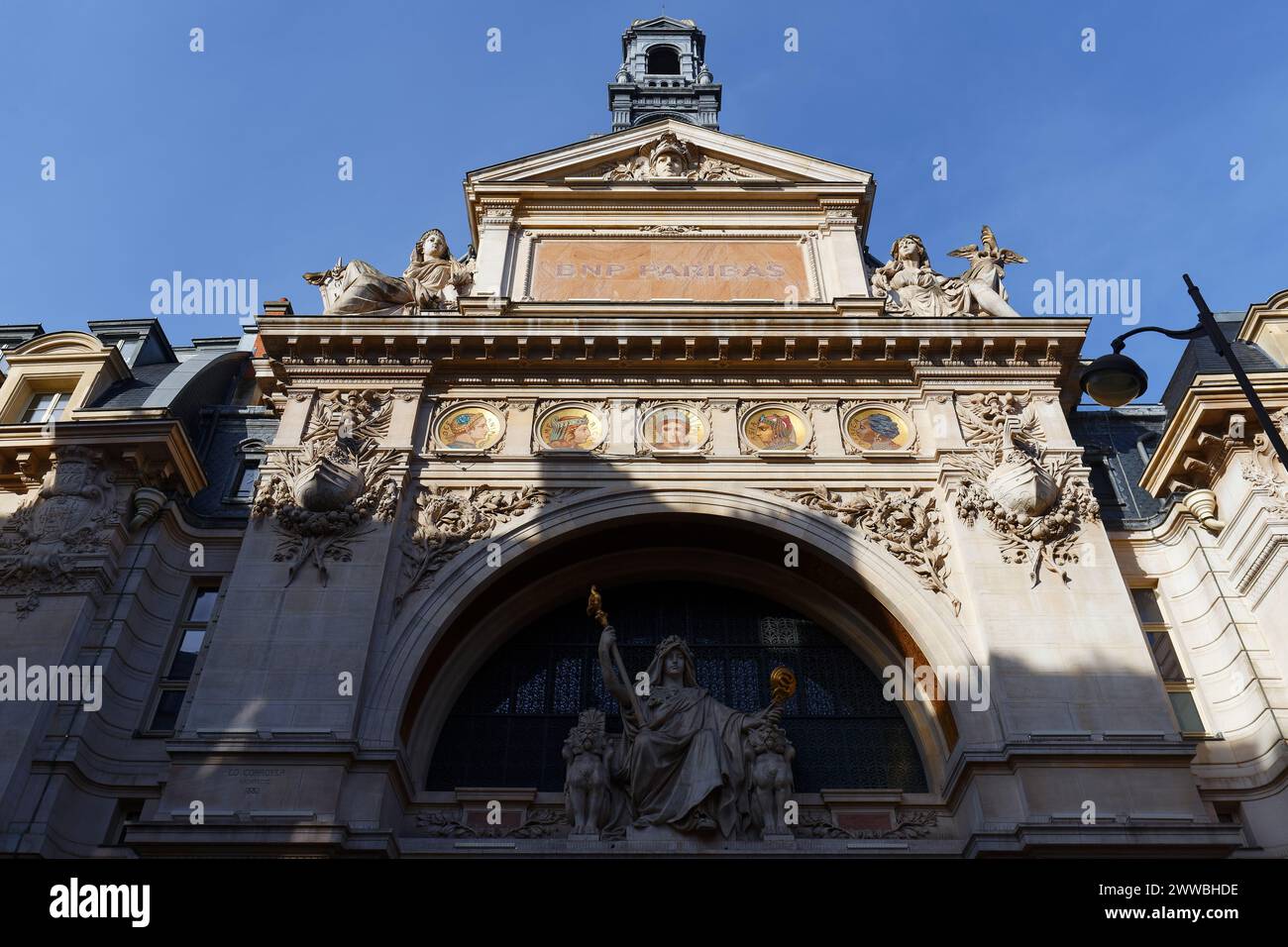 Architectural details of BNP Paribas. It is a multinational universal ...