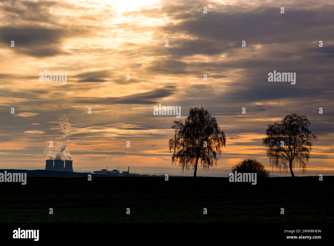 Nuclear power plant Temelin on a sunset Stock Photo - Alamy