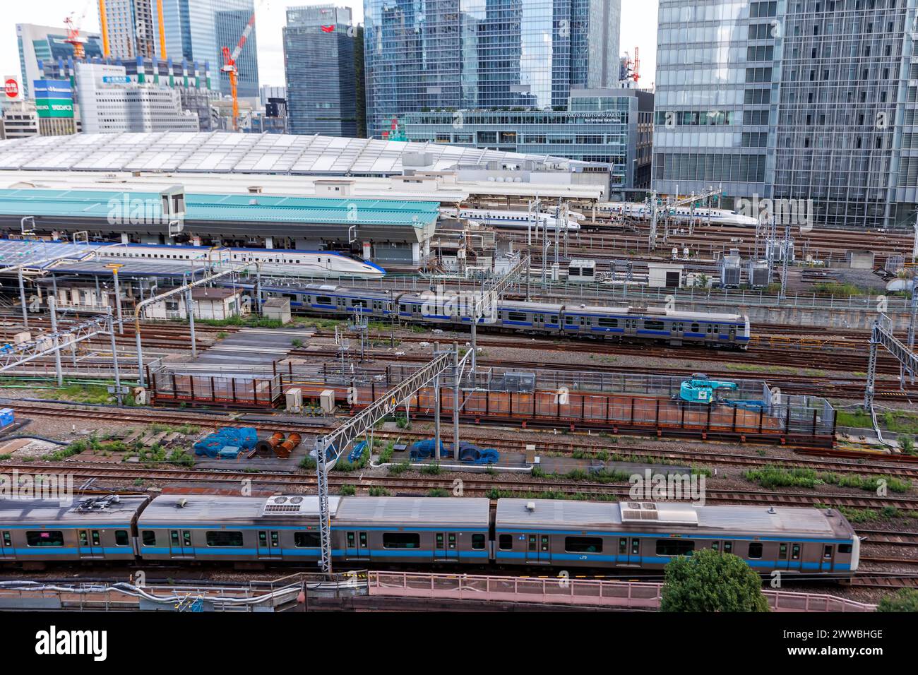 Tokyo, Japan - September 24, 2023: Shinkansen and commuter trains at ...