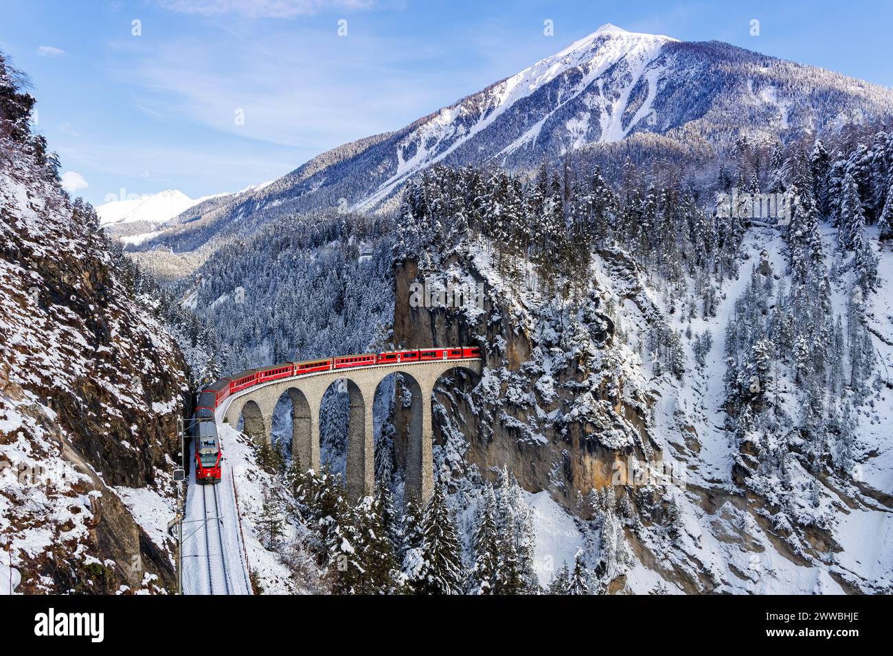 Filisur, Switzerland - January 10, 2024: Rhaetian Railway passenger ...