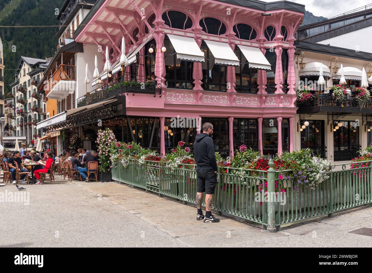 Exterior of the luxury cafè-restaurant Rose du Pont, with the typical ...