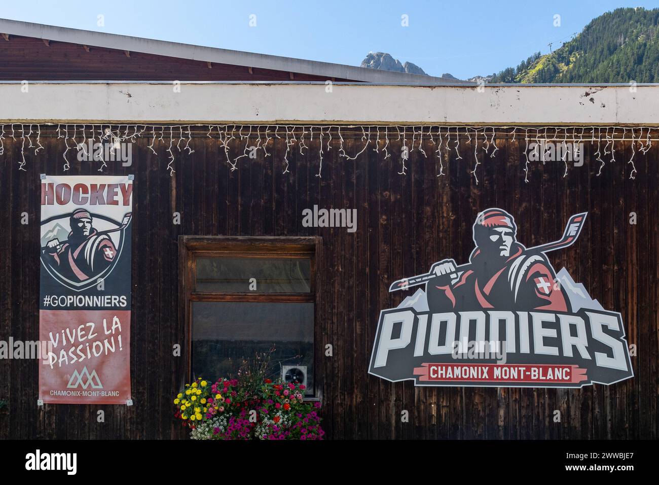 Exterior of the Pionniers ice hockey field at the Richard Bozon Sports ...