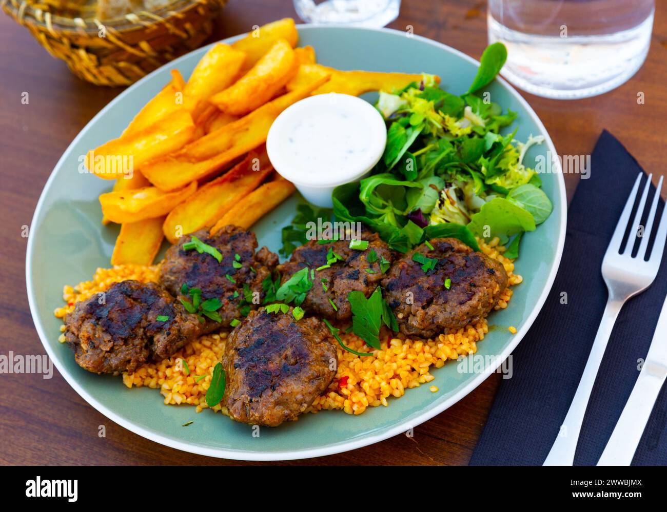 Turkish meatball traditional kofte. Spicy meatballs kebab Stock Photo ...