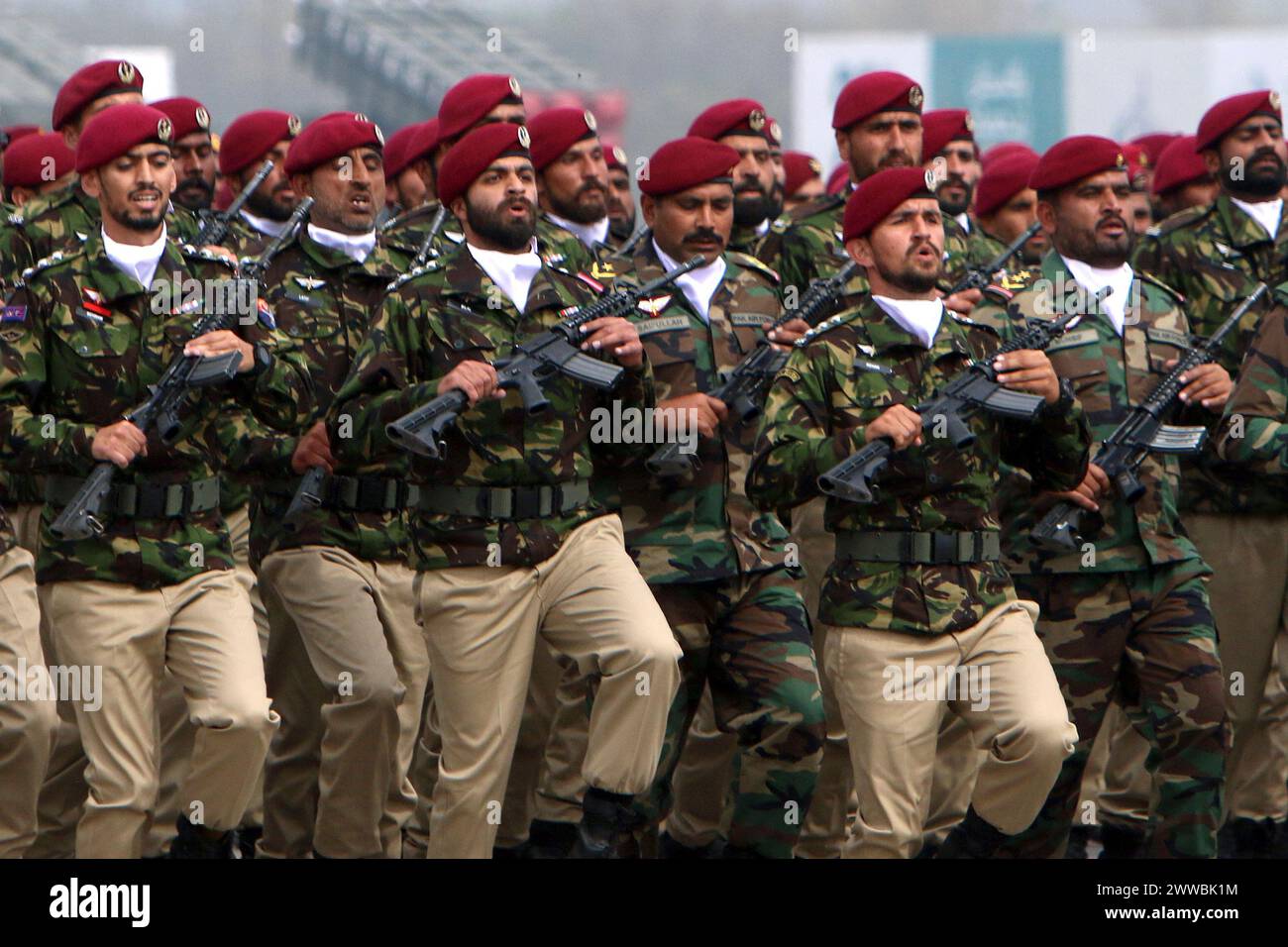 Pakistani commandos from the Special Services Group march during a ...