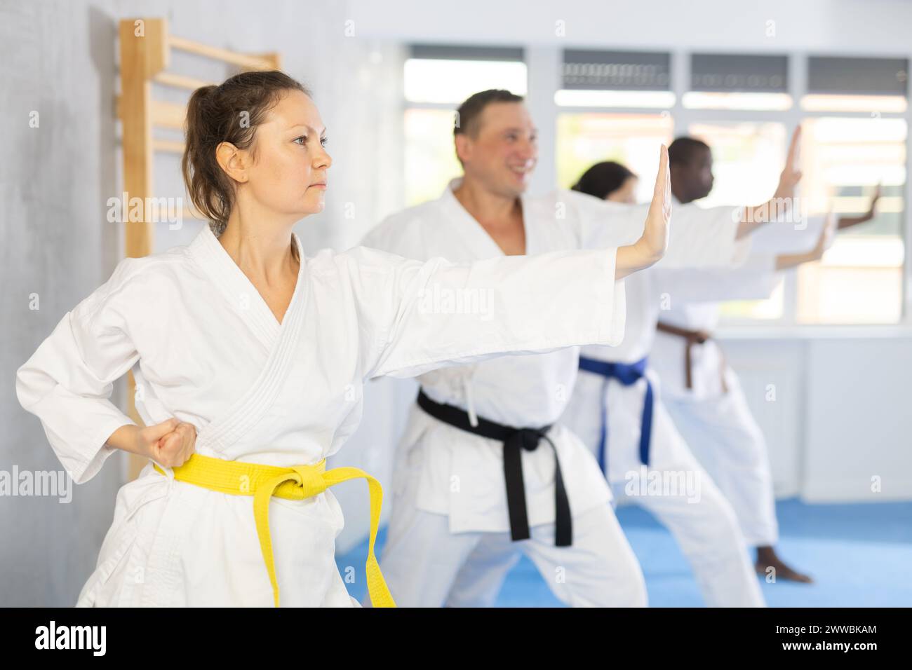 Group people training karate club hi-res stock photography and images - Alamy