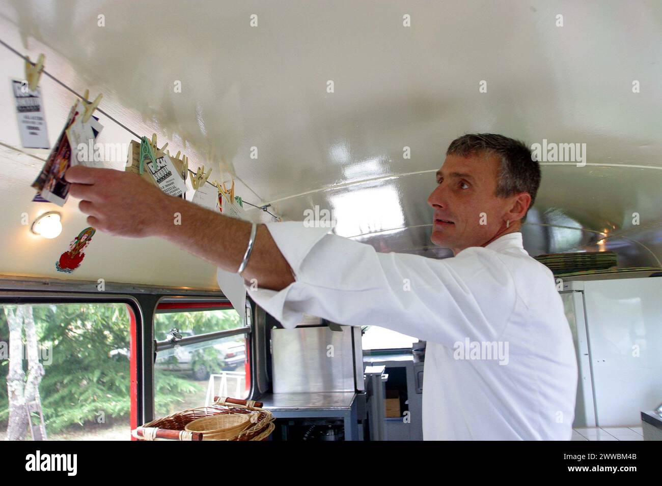 IAN DERRICK ABOARD HIS CONVERTED LONDON BUS IN THE WINE REGIONS OF ...