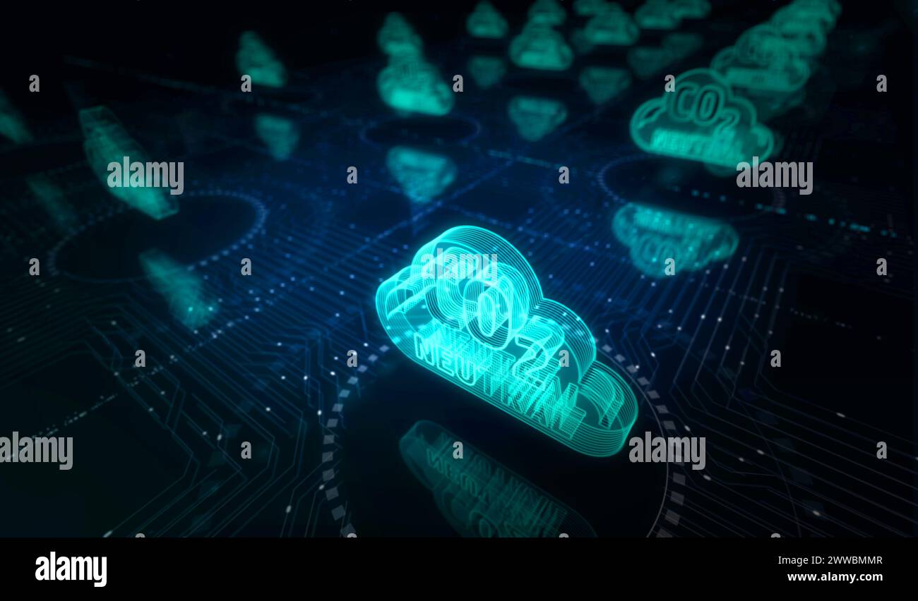 CO2 neutral decarbonize zero emission and eco friendly symbol digital ...