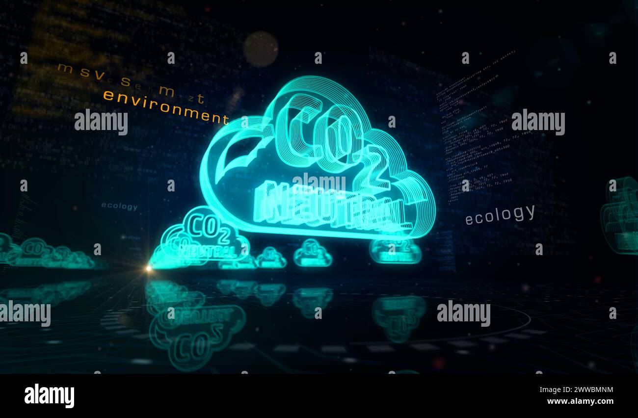 CO2 neutral decarbonize zero emission and eco friendly symbol digital ...