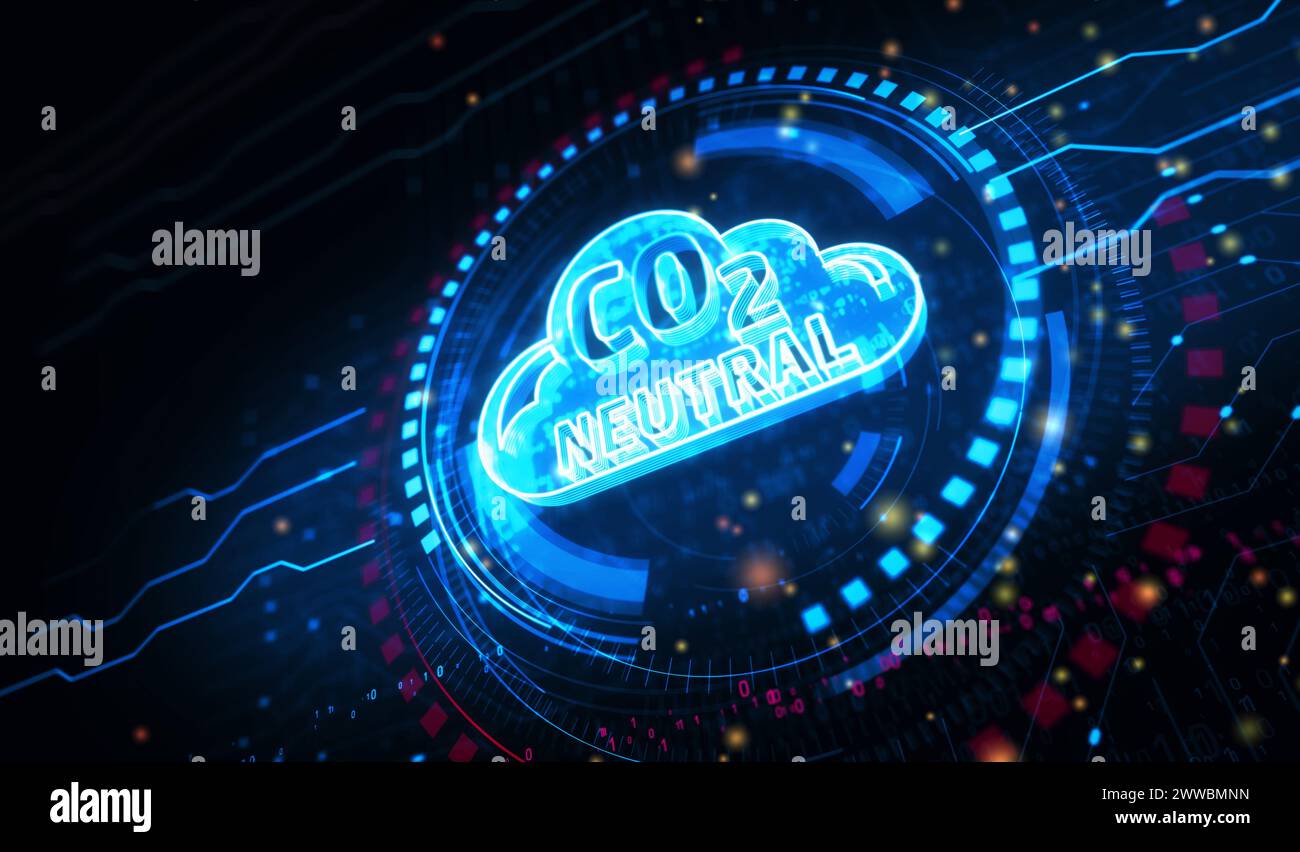 CO2 neutral decarbonize zero emission and eco friendly symbol digital ...