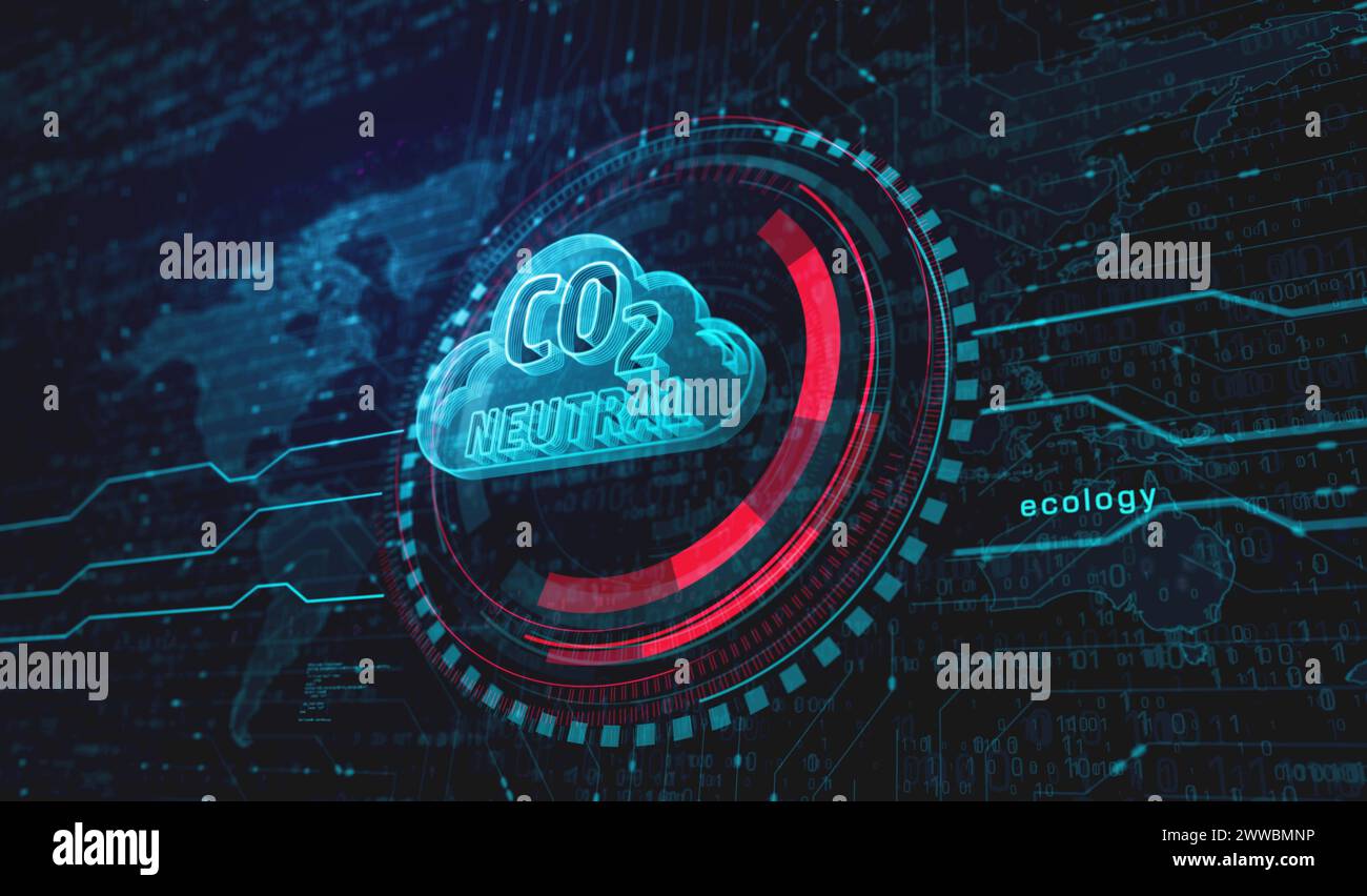 CO2 neutral decarbonize zero emission and eco friendly symbol digital ...