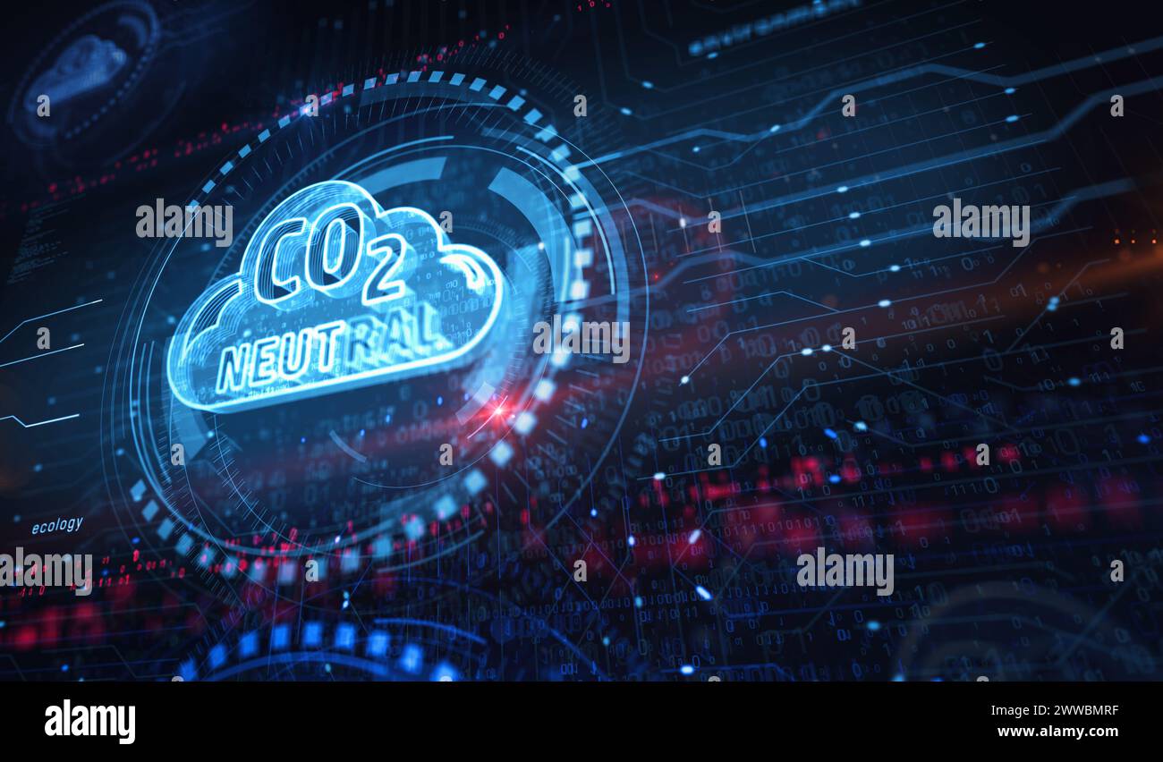 CO2 neutral decarbonize zero emission and eco friendly symbol digital ...