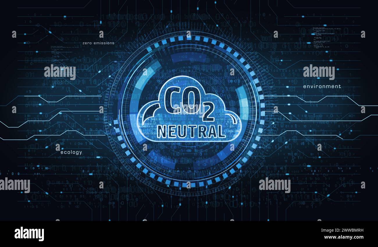 CO2 neutral decarbonize zero emission and eco friendly symbol digital ...