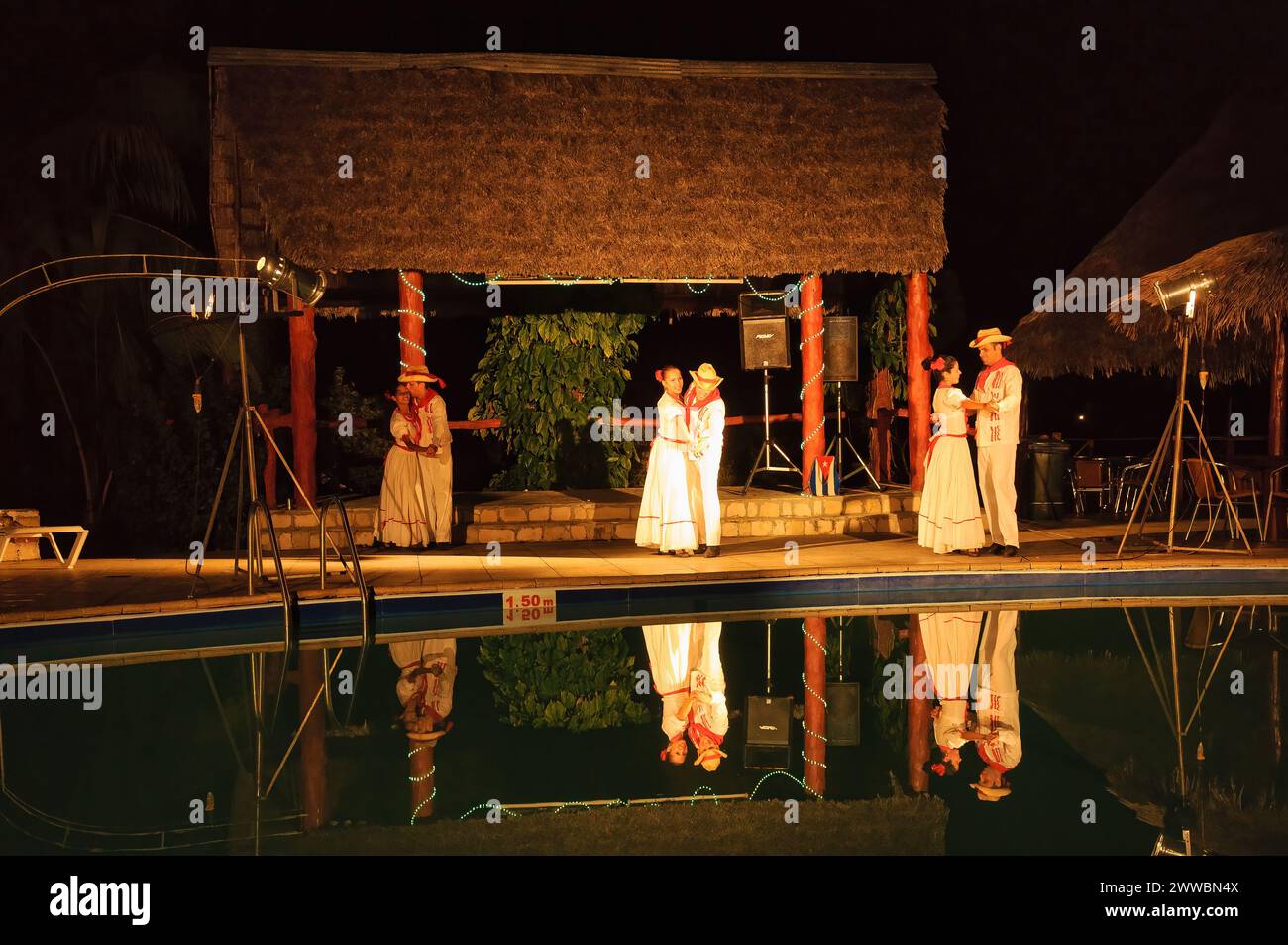 Night entertainment in Villa La Granjita Hotel, Santa Clara, Cuba Stock ...