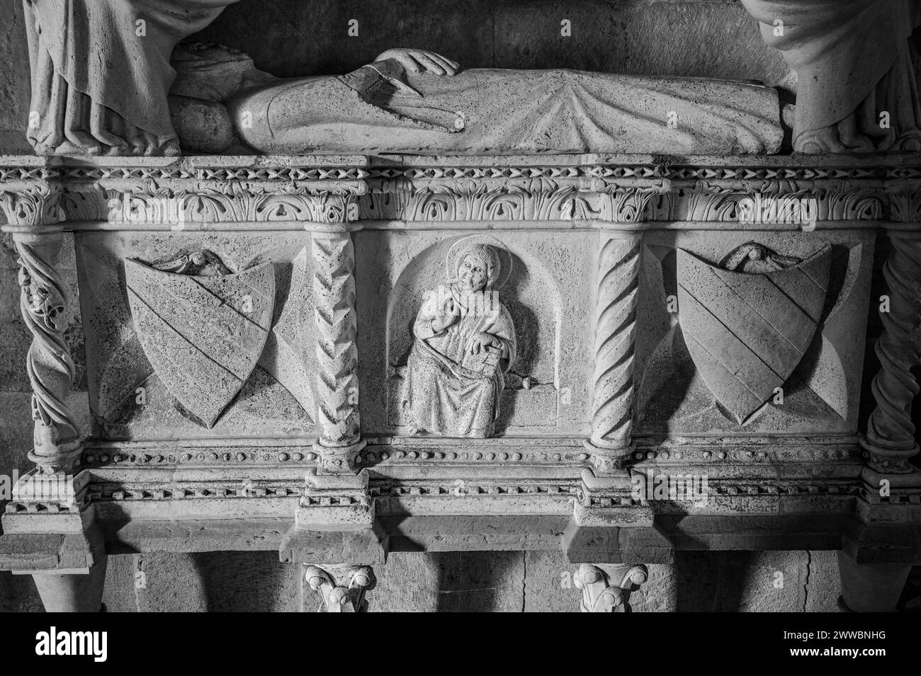 Altar in abbey church in Black and White Stock Photos & Images - Alamy