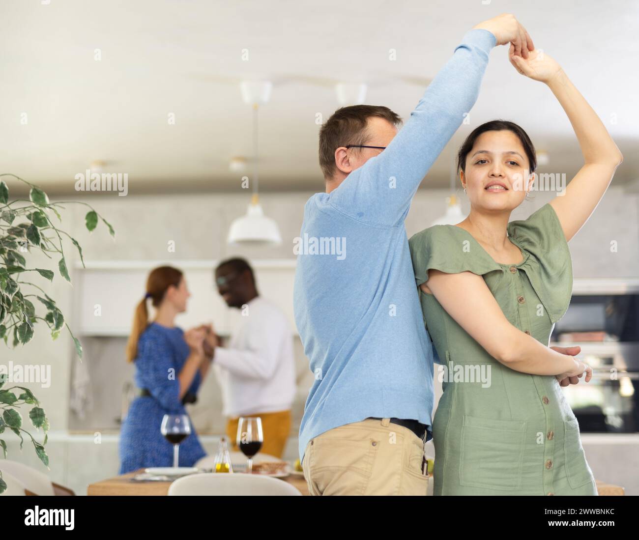 Couples of men and women dancing slow dance Stock Photo - Alamy