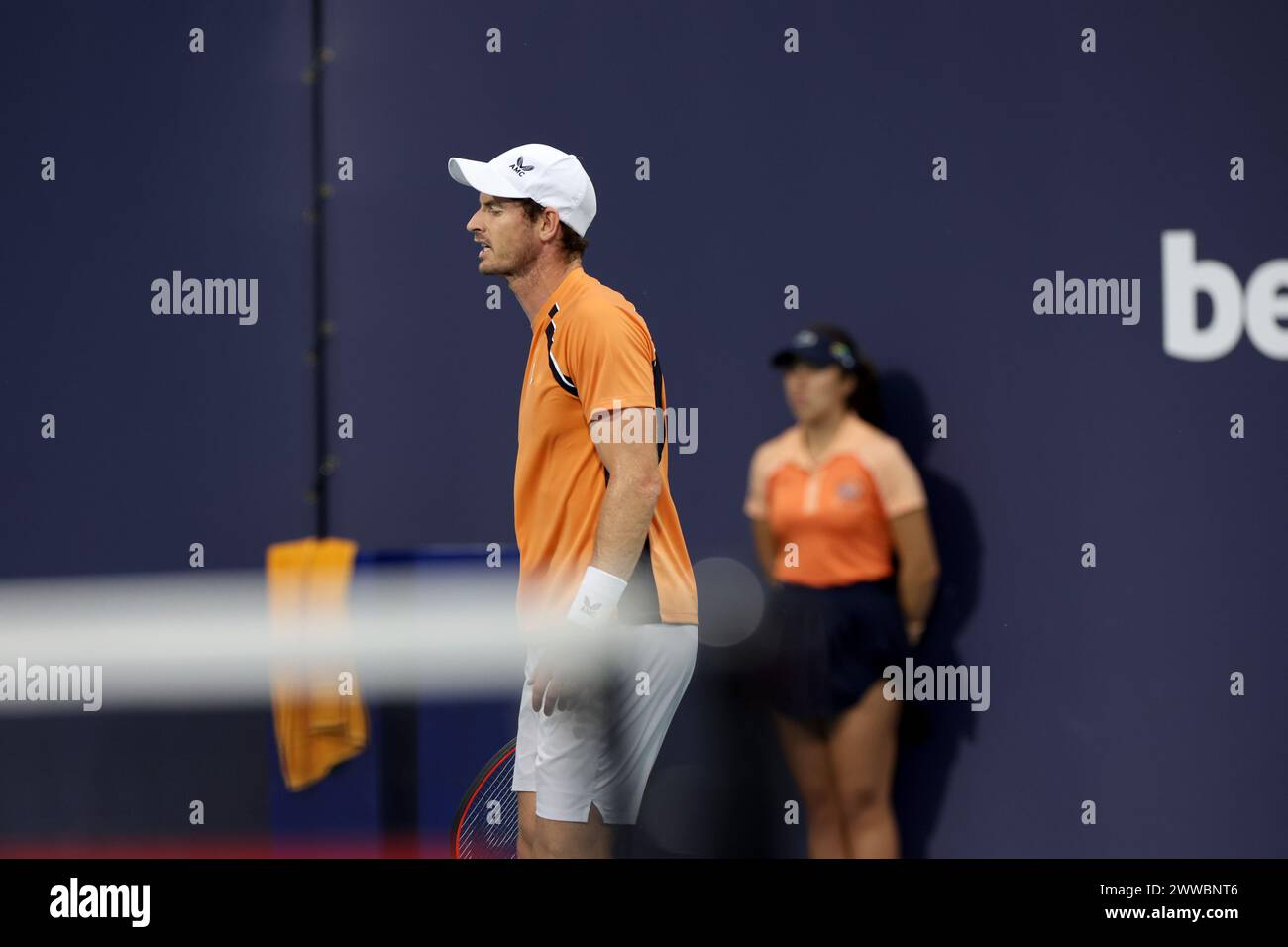 Miami Gardens, Florida, USA. 22nd Mar, 2024. Andy Murray of the United Kingdom hits a shot ...