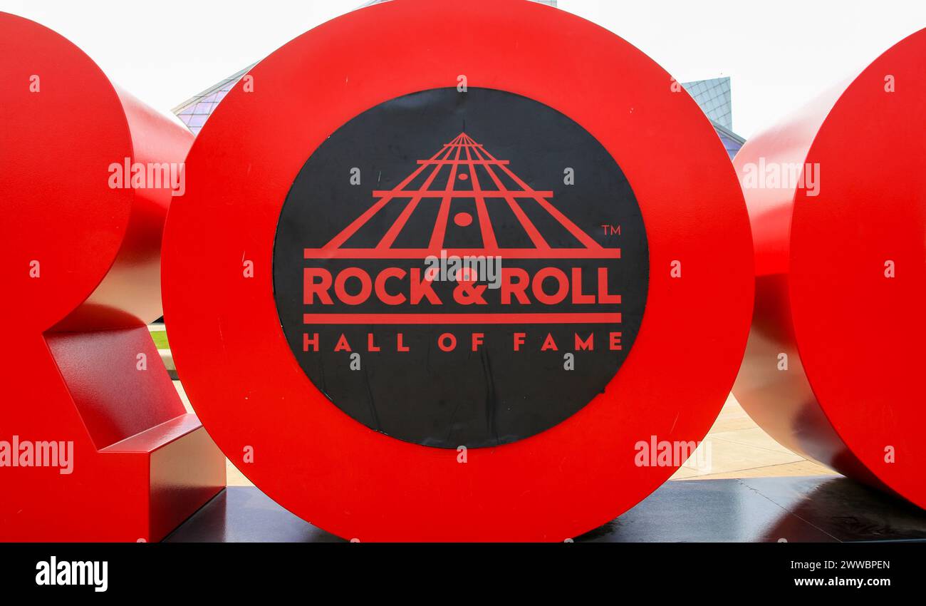 Cleveland, Ohio, USA - 2 August 2023: Sign in front of the Rock and ...