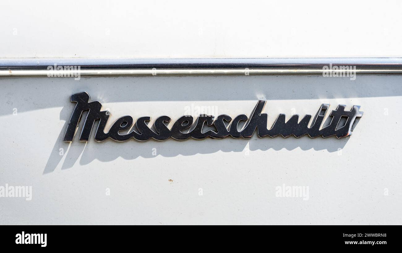 LINTHE, GERMANY - MAY 27, 2023: The Messerschmitt emblem, close-up. Die ...