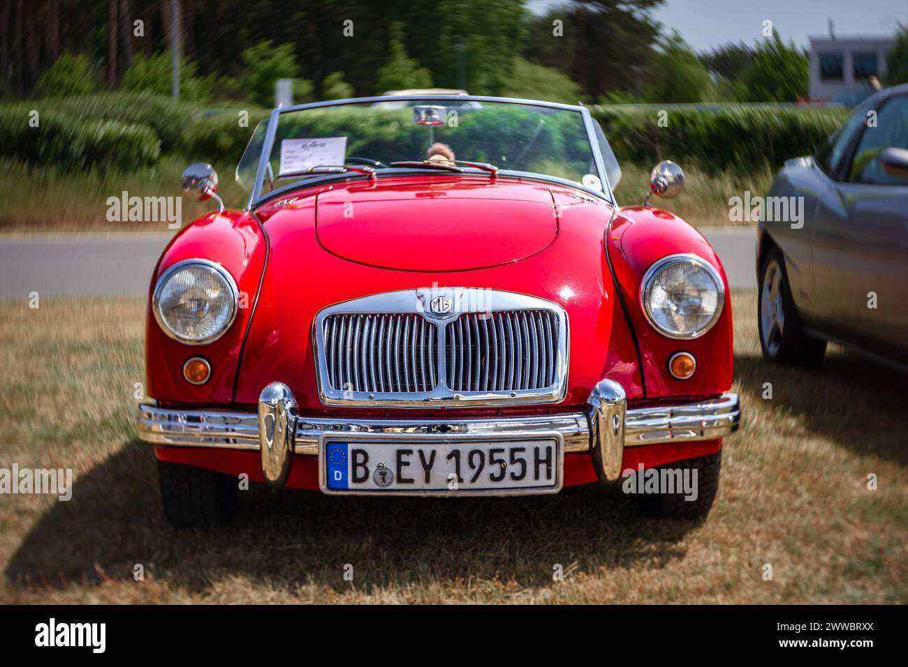 LINTHE, GERMANY - MAY 27, 2023: The sports car MG MGA, 1955. Art lens. Swirl bokeh. Die Oldtimer ...