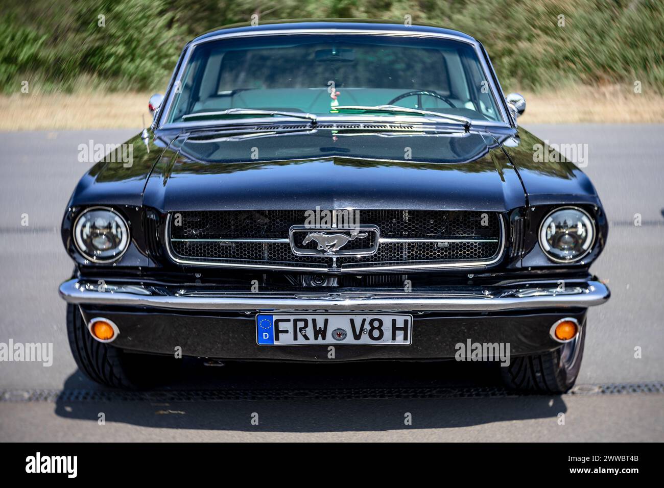LINTHE, GERMANY - MAY 27, 2023: The muscle car Ford Mustang, 1965. Art lens. Swirl bokeh. Die ...