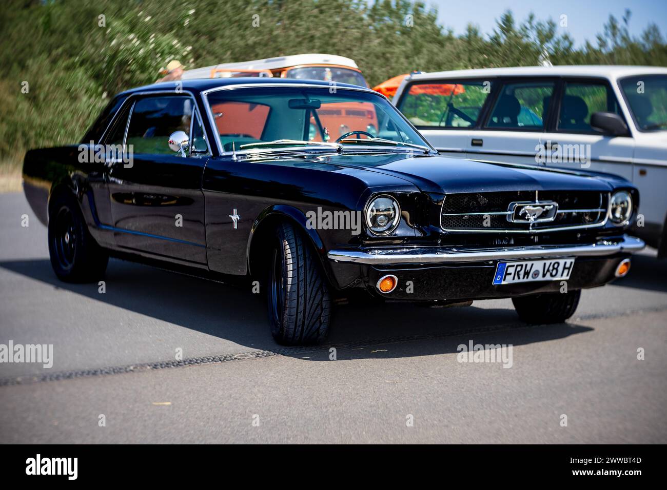 LINTHE, GERMANY - MAY 27, 2023: The muscle car Ford Mustang, 1965. Art lens. Swirl bokeh. Die ...