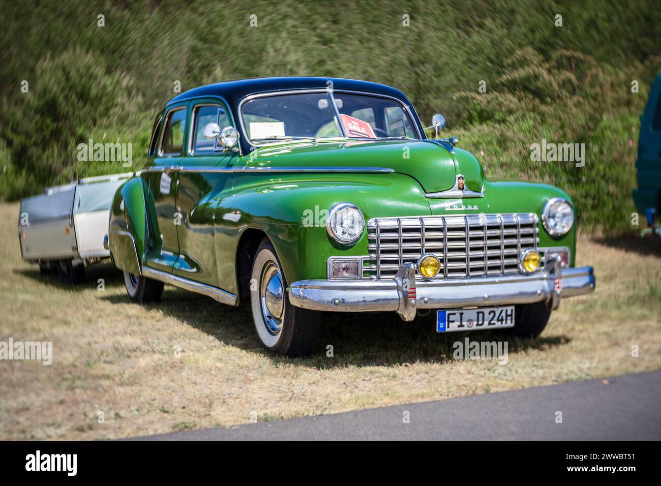 LINTHE, GERMANY - MAY 27, 2023: The full-size car Dodge D24 Custom. Art lens. Swirl bokeh. Die ...