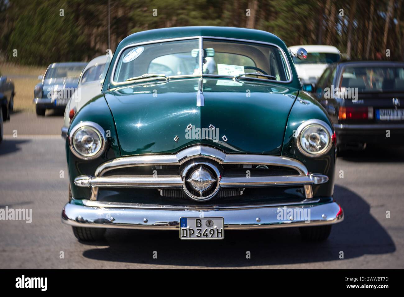 LINTHE, GERMANY - MAY 27, 2023: The mid-size car Ford Custom, 1949. Art lens. Swirl bokeh. Die ...