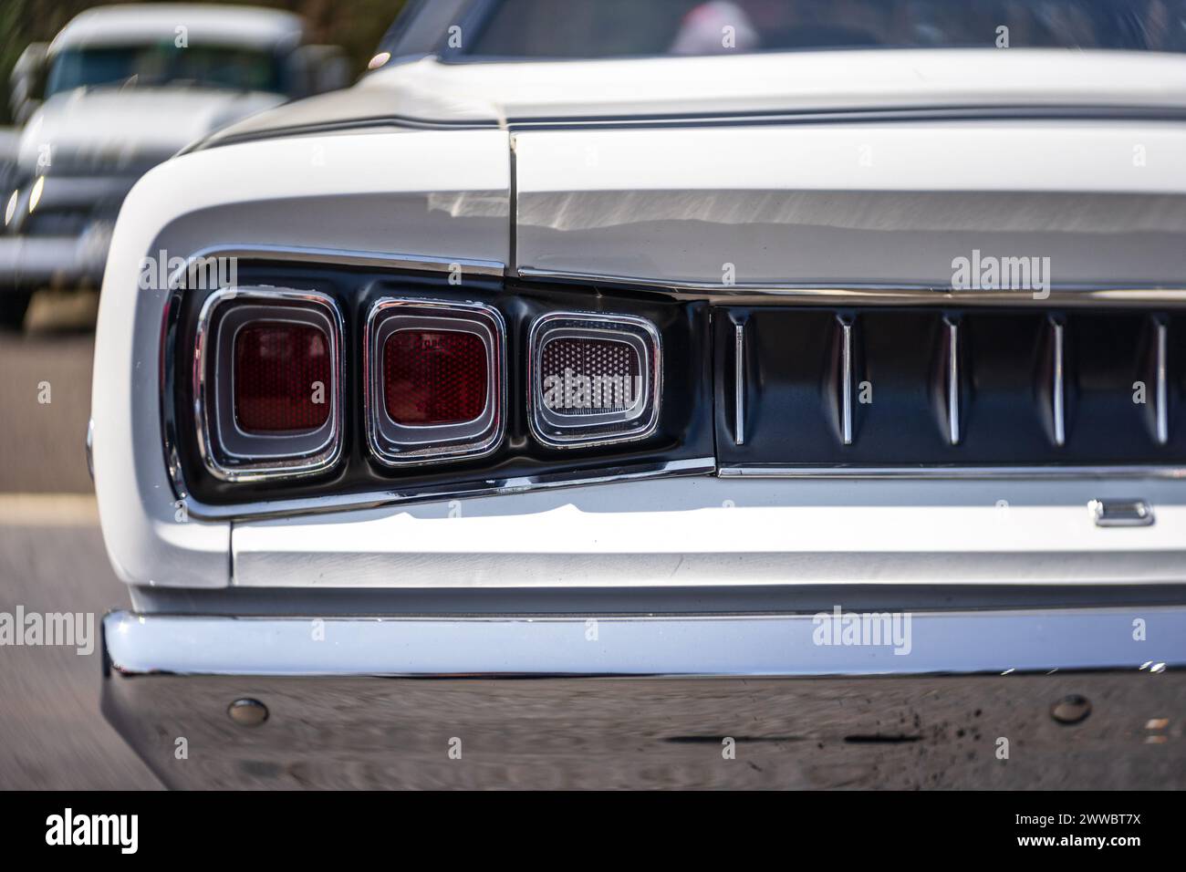 LINTHE, GERMANY - MAY 27, 2023: The stoplights of a mid-size car Dodge Charger 500, close-up ...