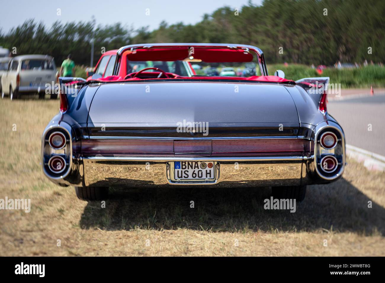 The full-size luxury car Cadillac Series 62 convertible, 1961. Rear ...