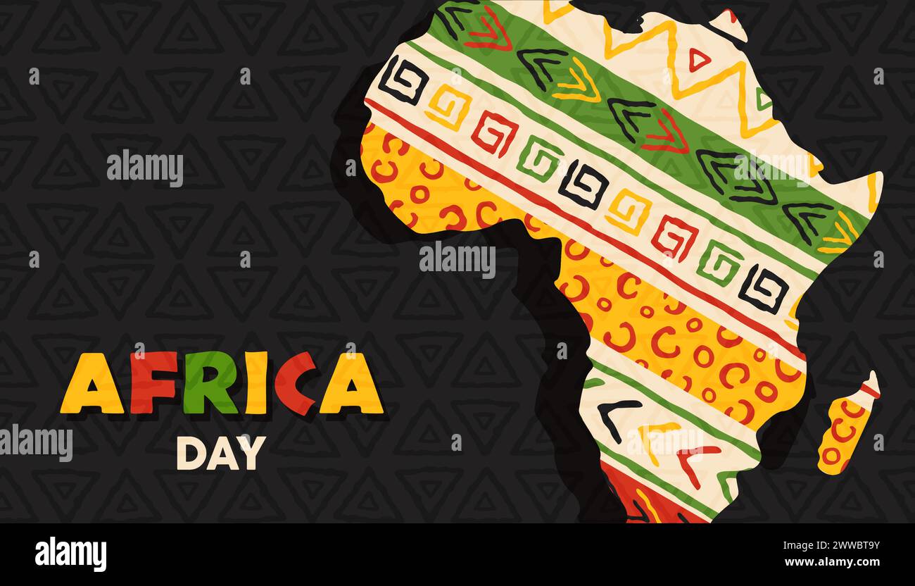 Africa day tribal art continent shape celebrating African unity . Eps ...