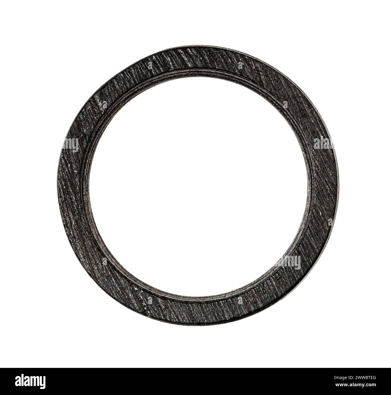 top view of ring carved from natural Jet stone close up isolated ...