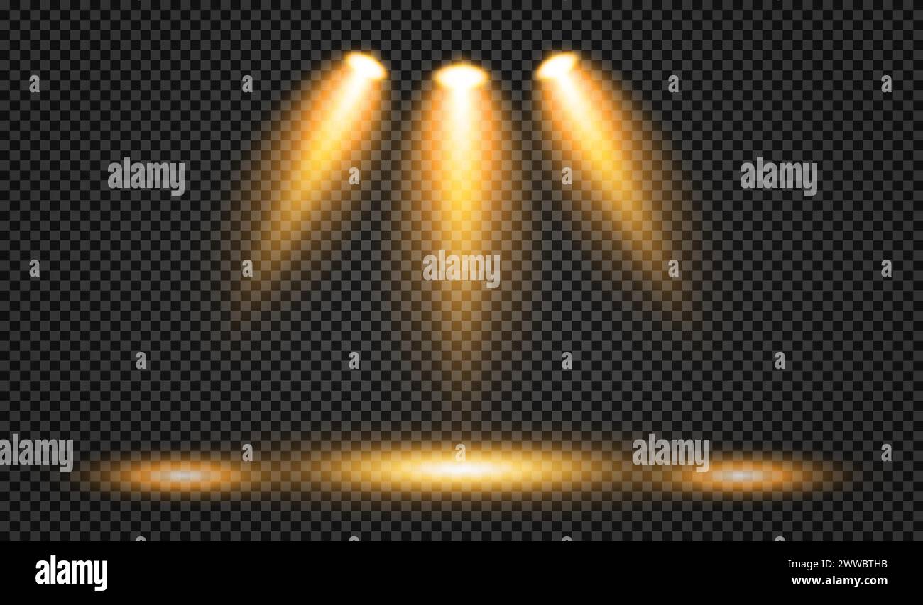 Illumination of the stage with yellow light of lighting fixtures on a ...
