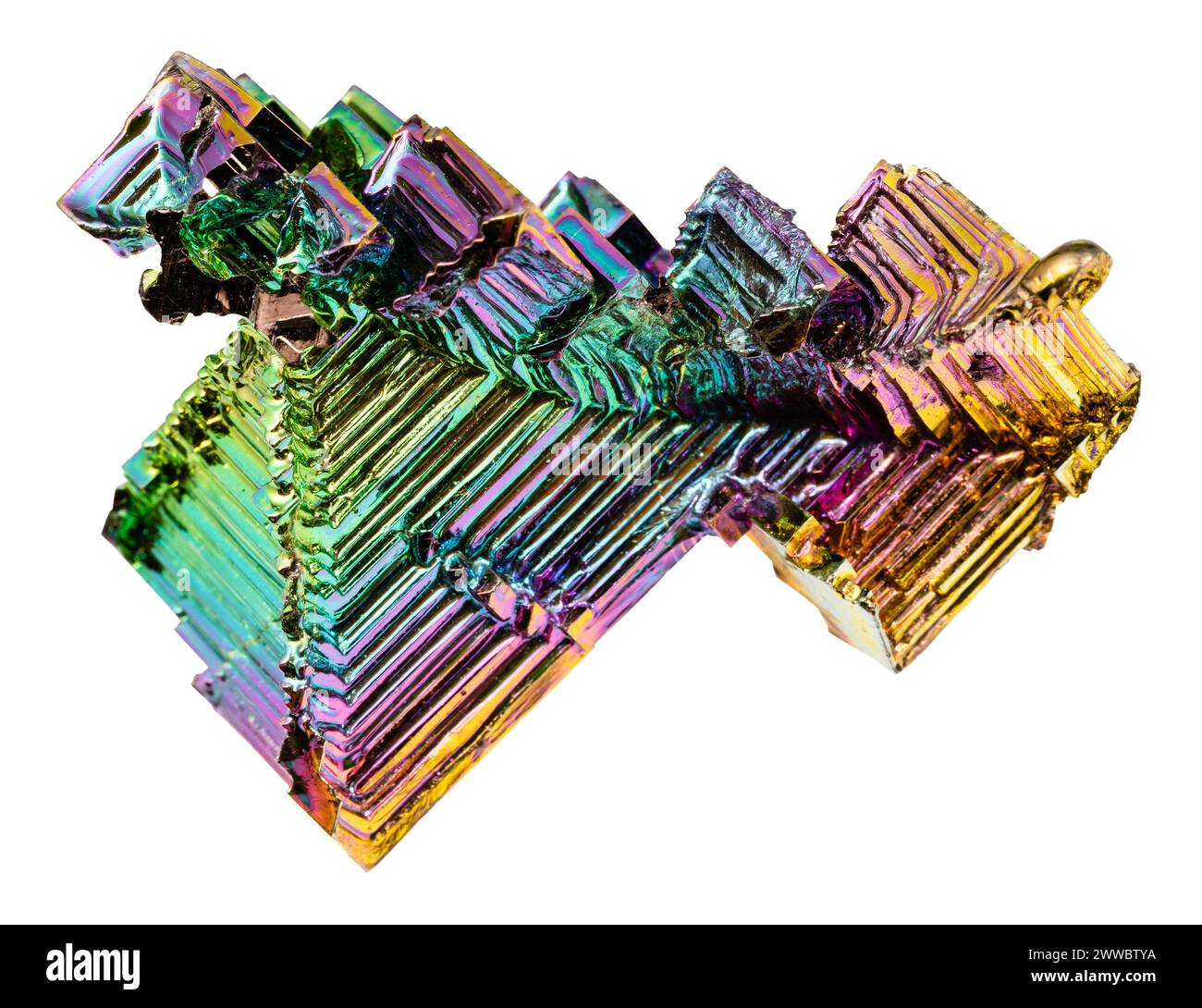 close up of sample of stone from geological collection - bismuth ...