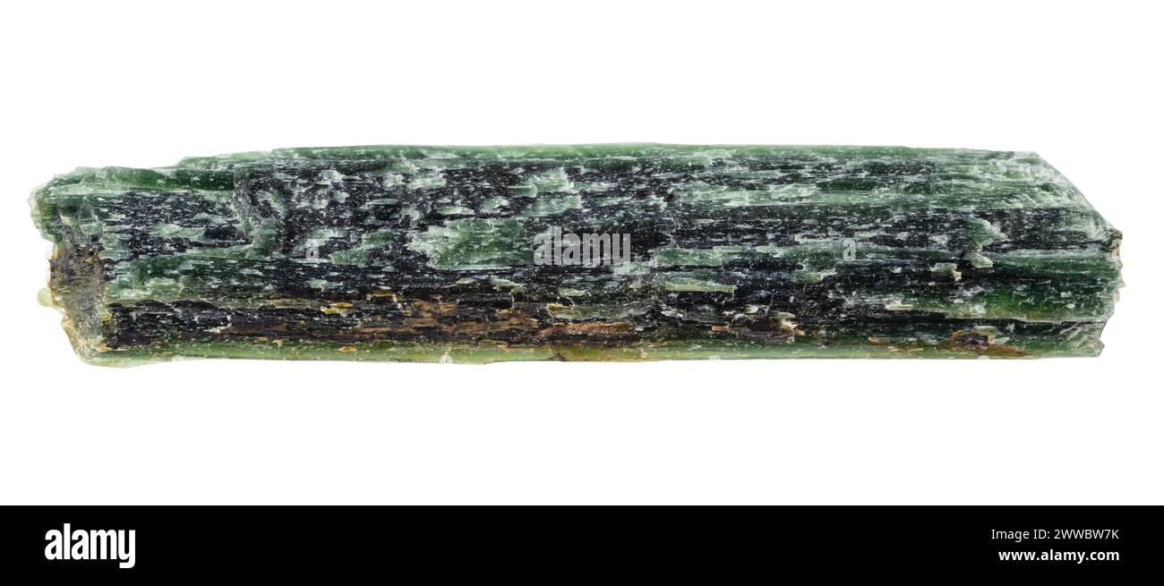 close up of sample of natural stone from geological collection - unpolished chrysotile mineral ...